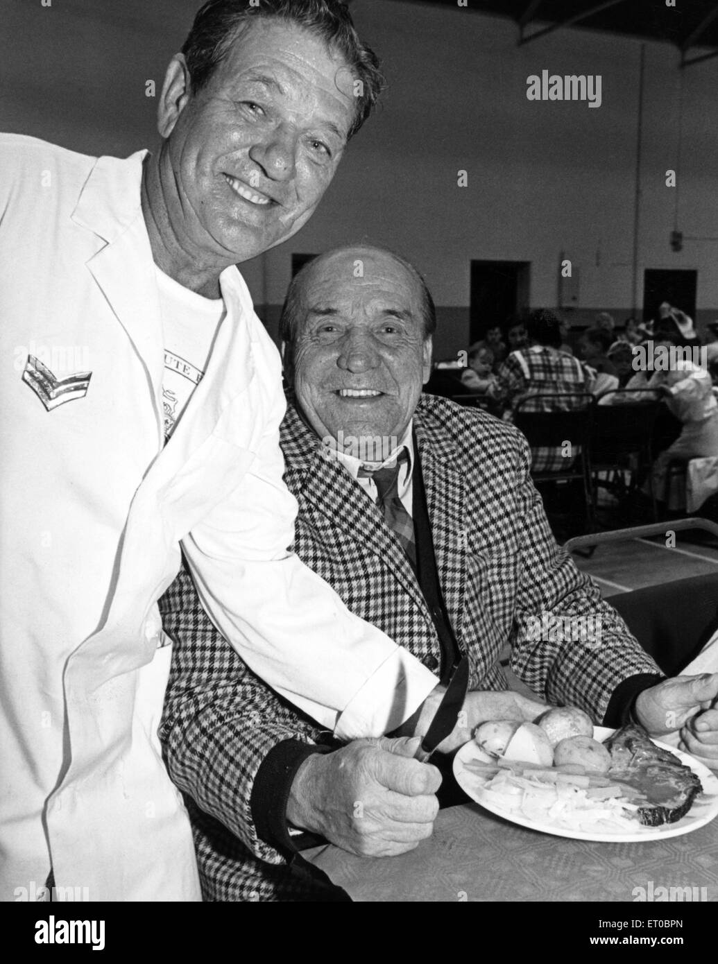 Old Soldier John Pinnegar ready to tuck into the beef dinner cooked by ...