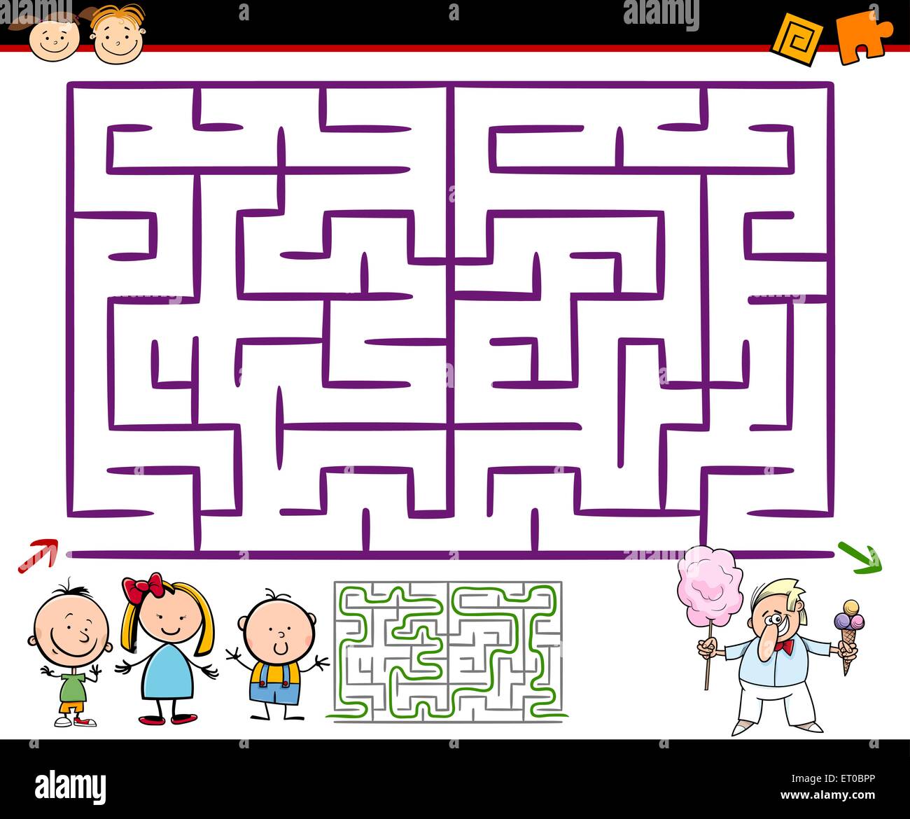 Cartoon Illustration of Education Maze or Labyrinth Game for Preschool ...