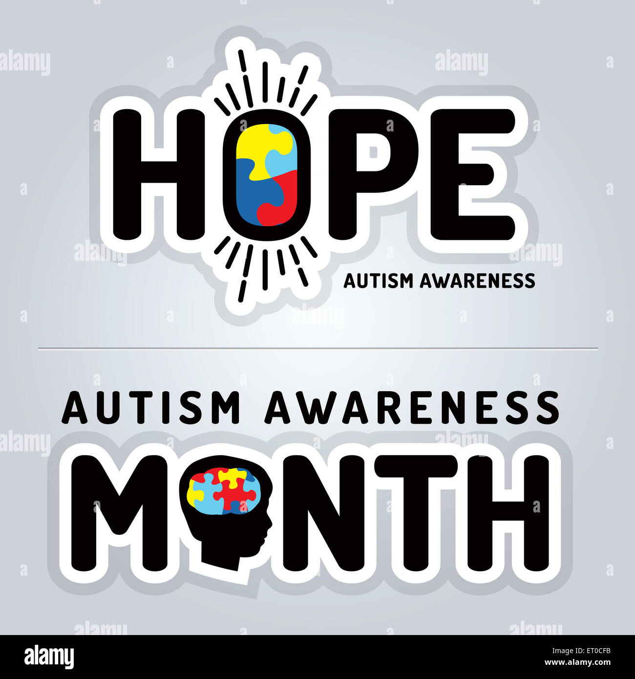 Two Autism Awareness headlines and slogans Stock Photo - Alamy