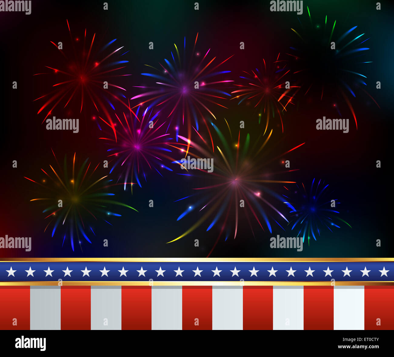 American Independence Day Fourth of July fireworks background Stock ...