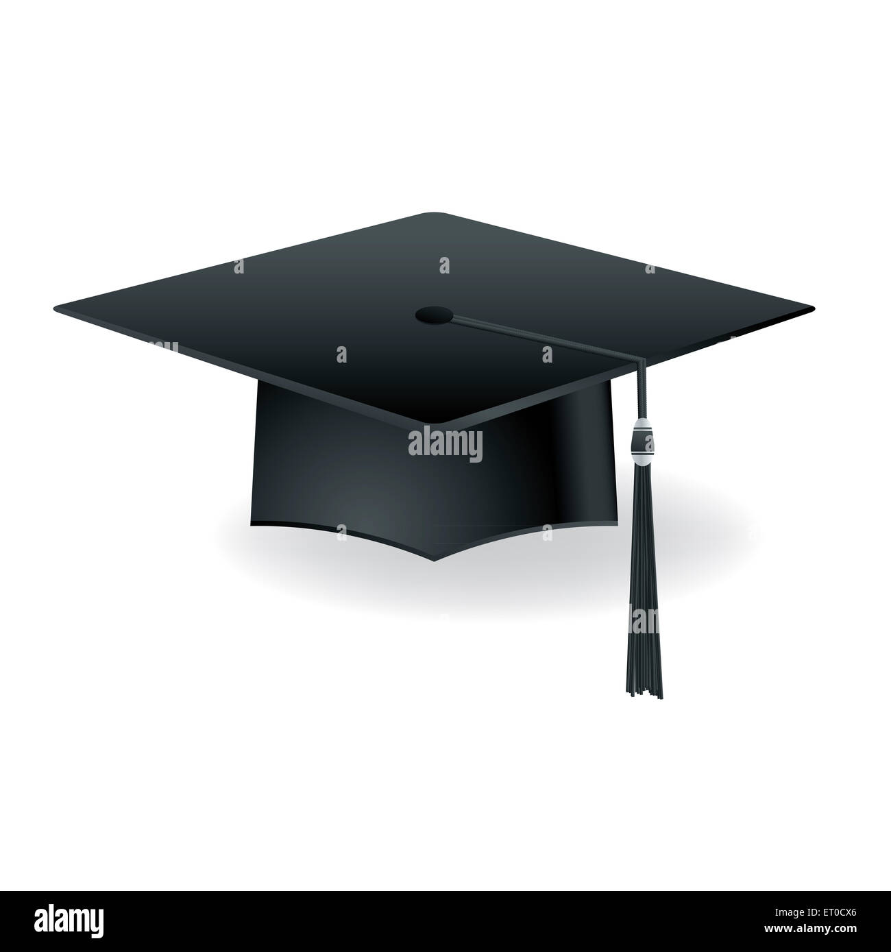 A graduation mortar board cap and tassel isolated on a white background ...