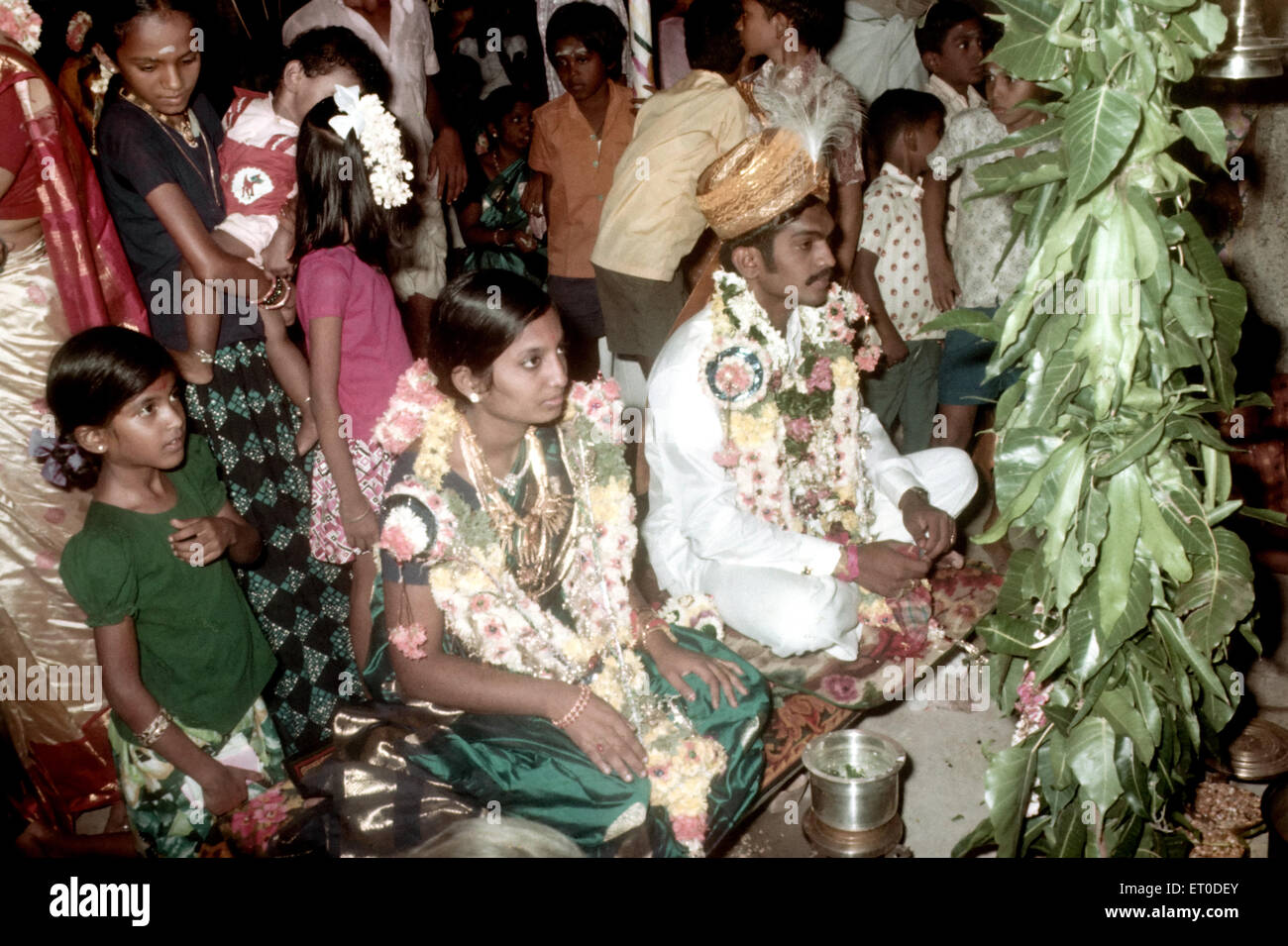 Bride and bridegroom in nattokottai chettiar nagarathar marriage ...