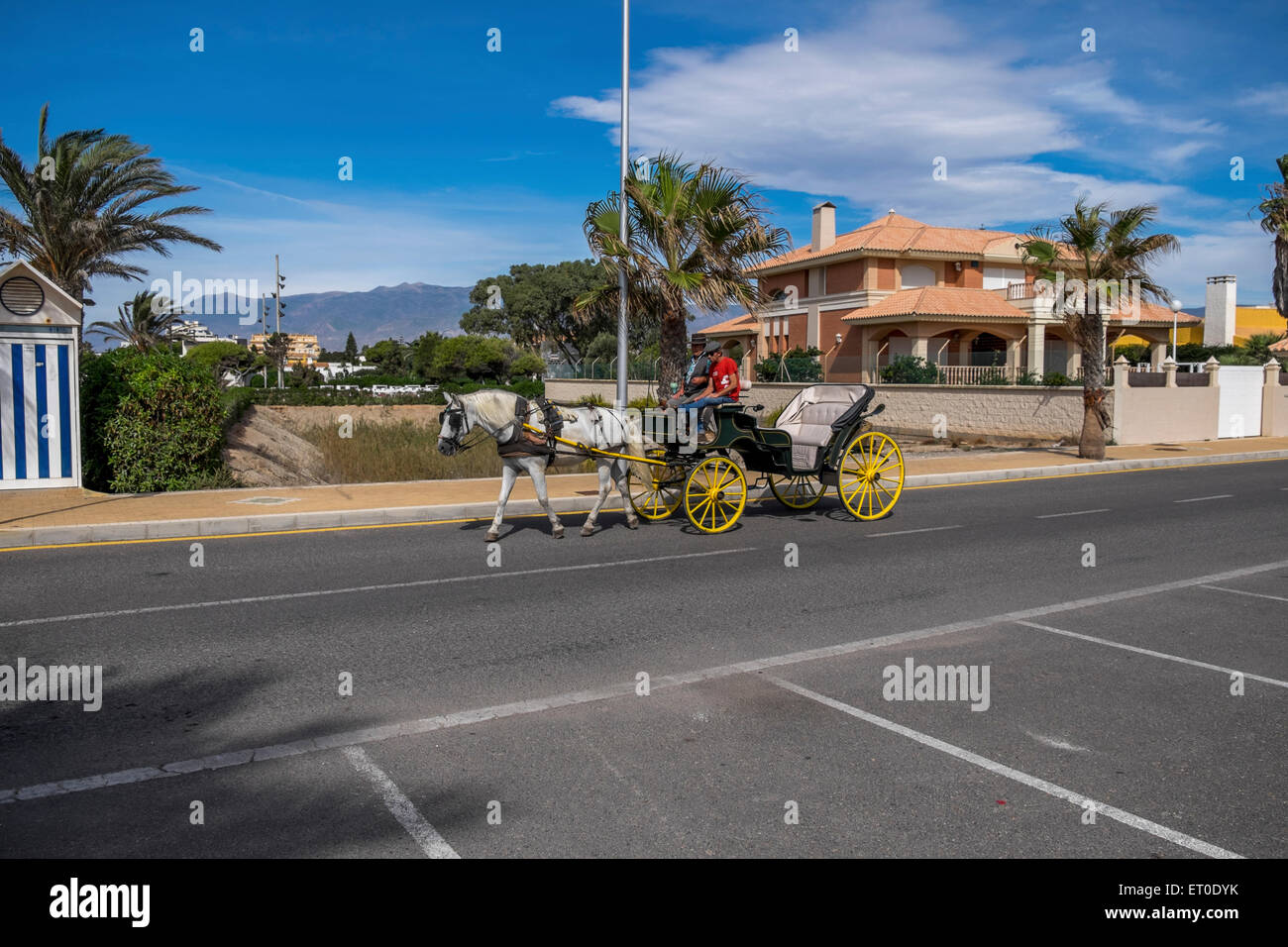 A horse drawn carriage walking along the promenade Stock Photo - Alamy