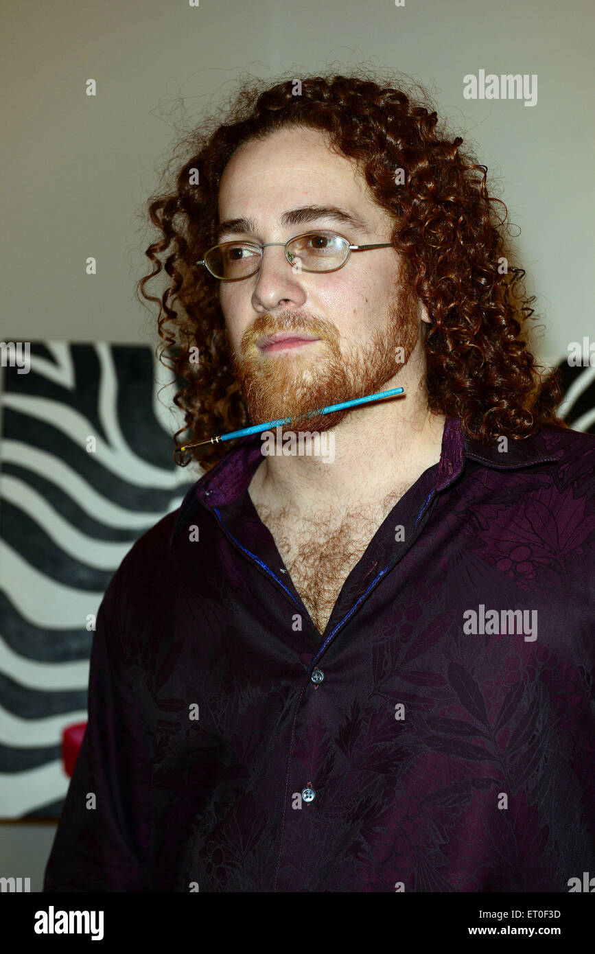 Blake Emory pictured with his works during his highly anticipated ...