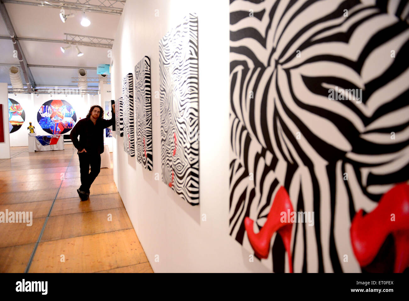 Blake Emory pictured with his works during his highly anticipated ...