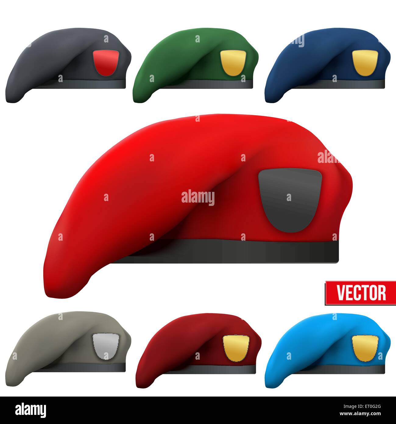 Set of Military colorful Berets Army Special Forces Stock Vector Image ...