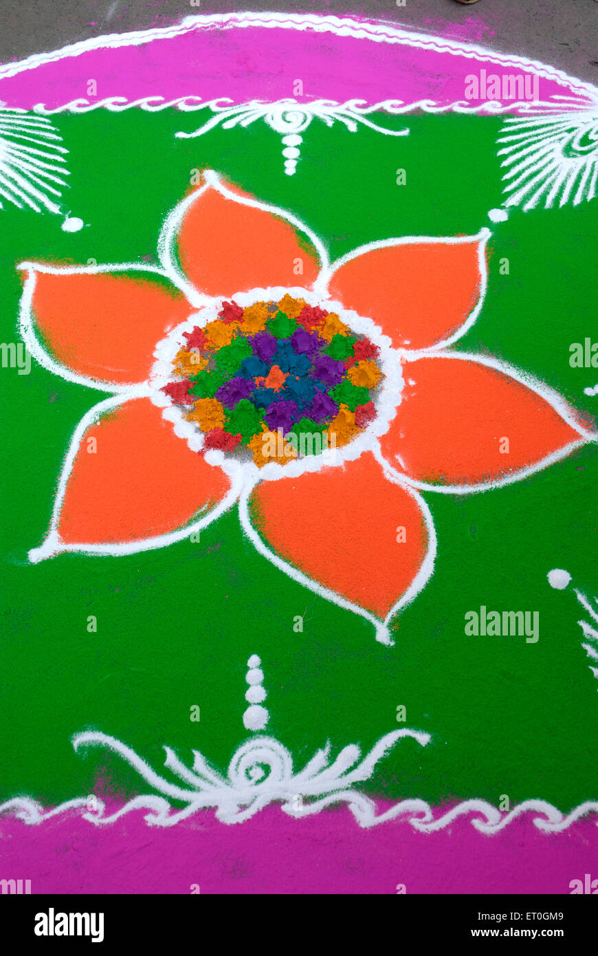 Rangoli on road at Navaratri festival ; Dadar ; Bombay Mumbai ...