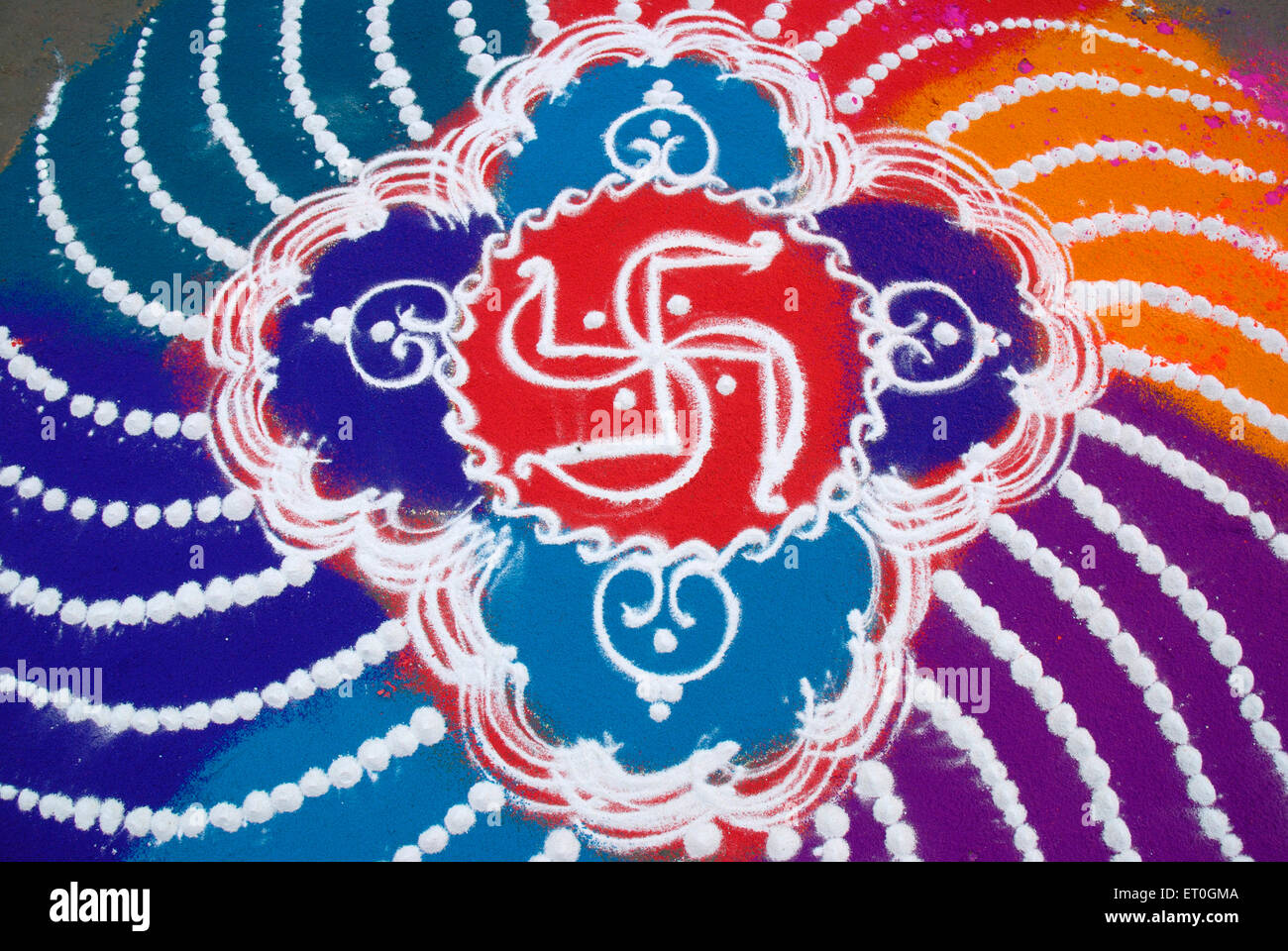 Rangoli on road at Navaratri festival ; Dadar ; Bombay Mumbai ...