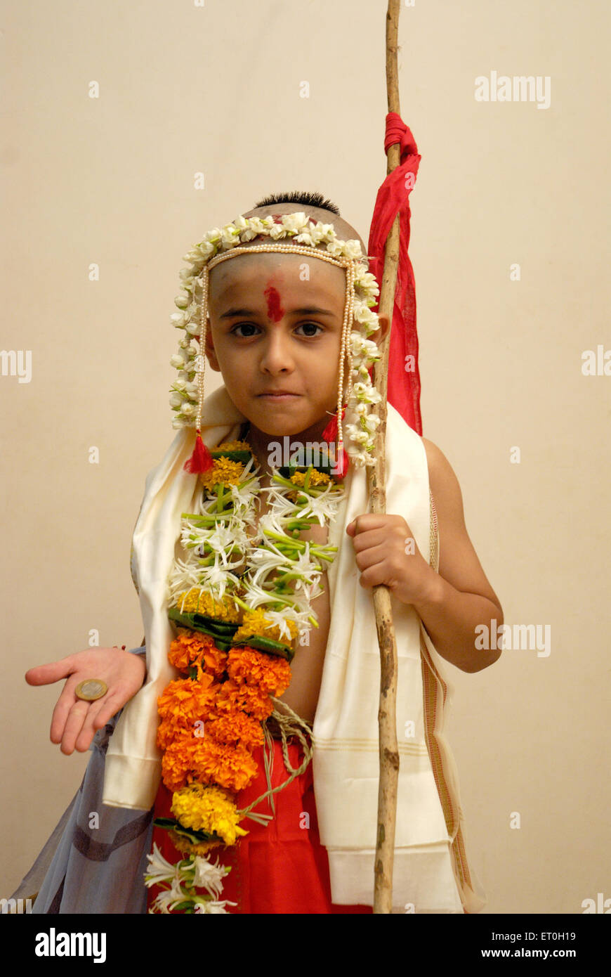 Indian bald head eight year old boy on thread ceremony - Model Release ...