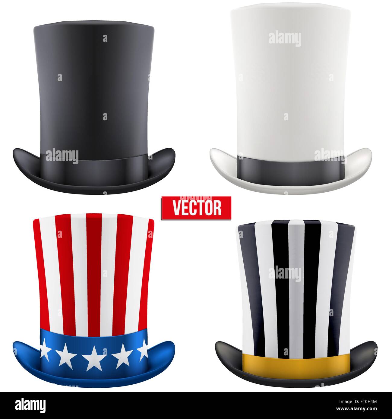 Set of tall gentleman hat cylinder. Vector Illustration Stock Vector ...