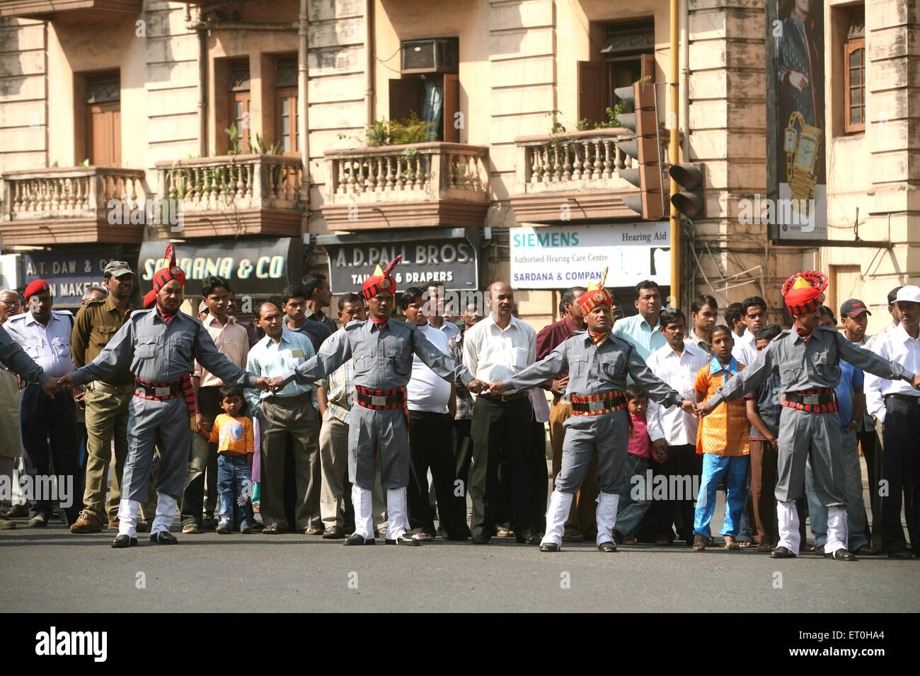 Security guards, human chain, security cordon, Bombay, Mumbai ...