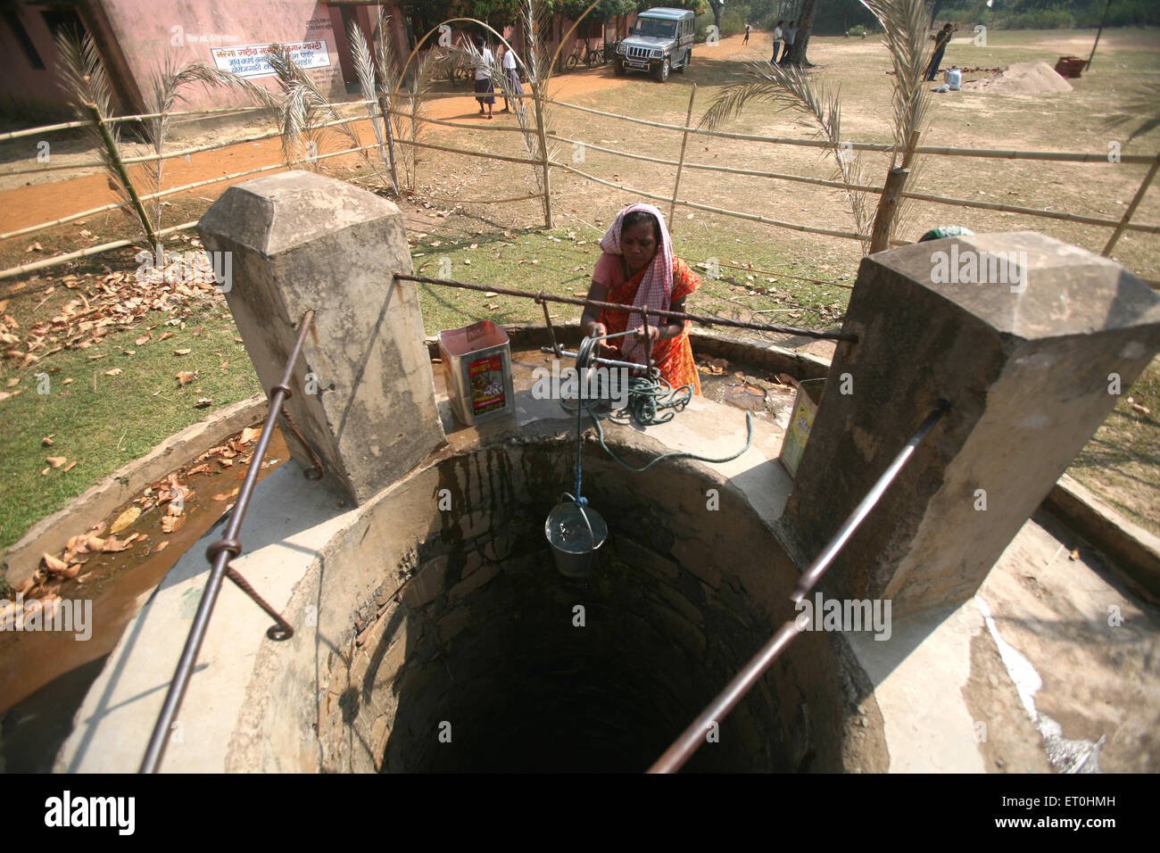 Indian woman, village well, Jharkhand, India, Indian village life Stock ...