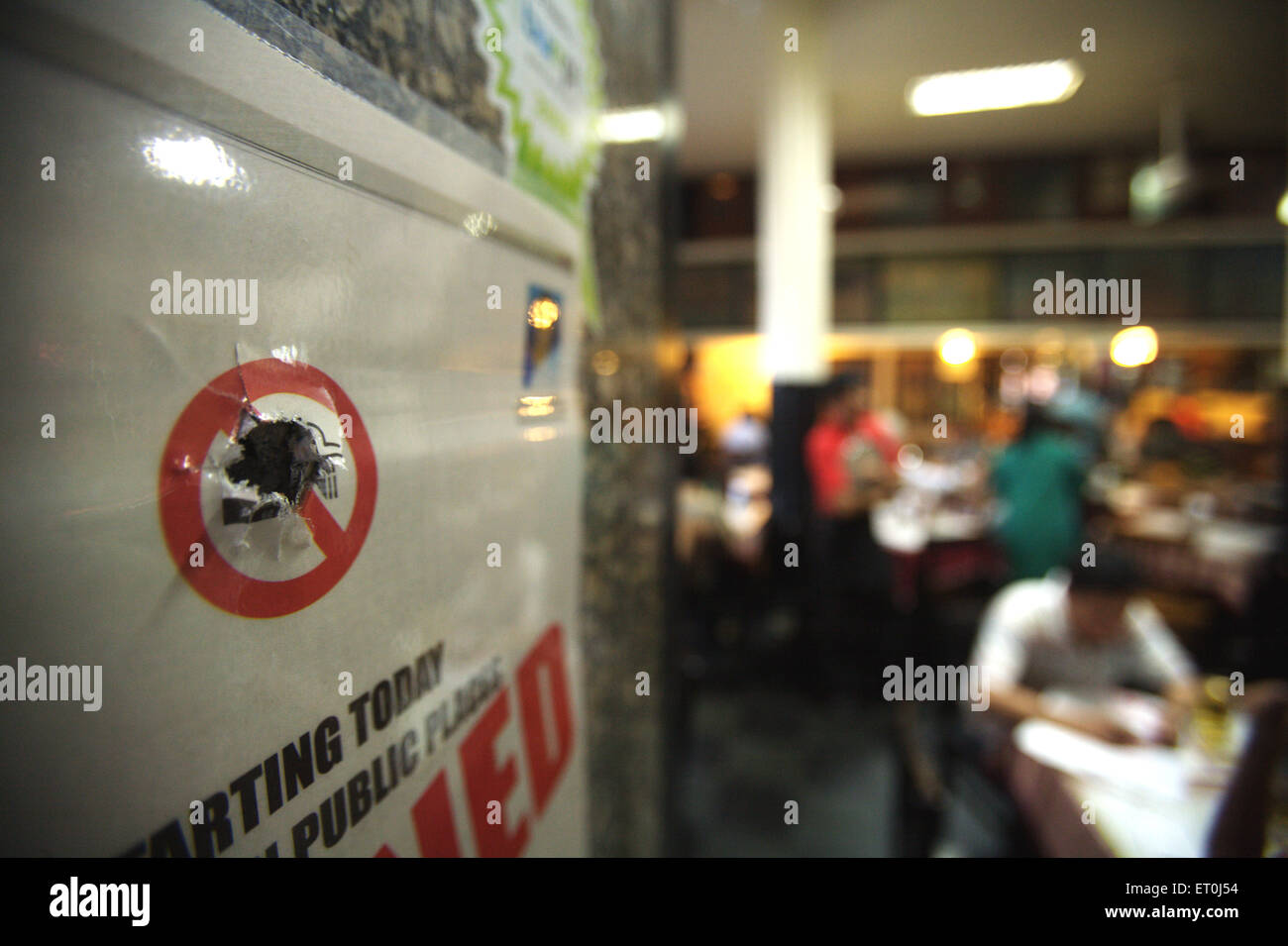 Bullet mark on wall of Leopold cafe after it reopened on 2nd December ...