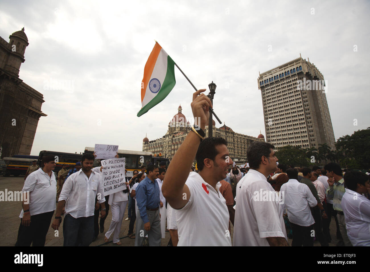 Protest walking holding national flag building exterior hi-res stock ...