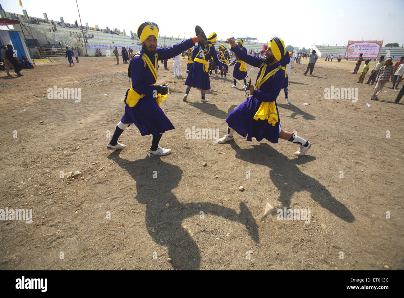 Young Nihangs Sikh warriors performing swords stunts celebrations ...
