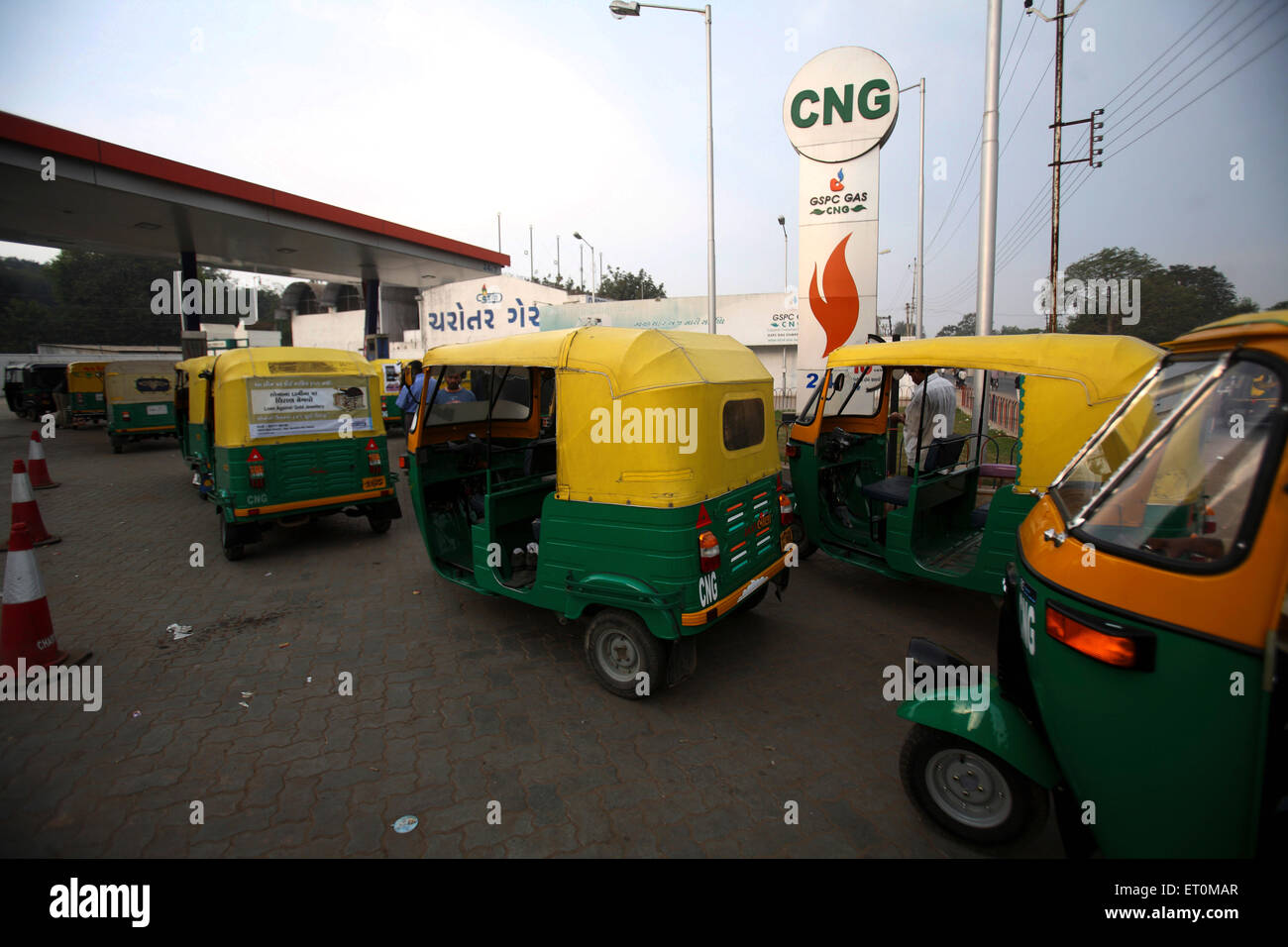 Auto rickshaws at CNG petrol pump ; India Stock Photo - Alamy