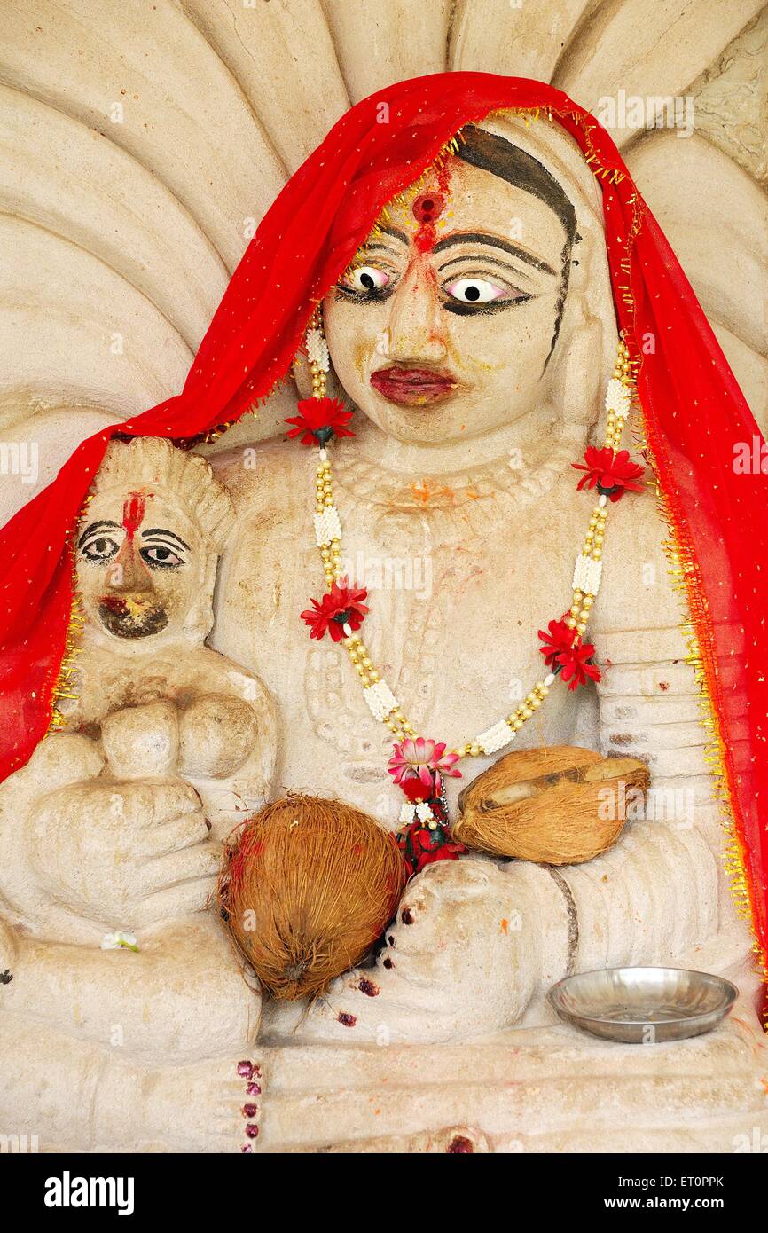 Statue of goddess Beh mata ; hall of gods ; Mandore ; Jodhpur ...