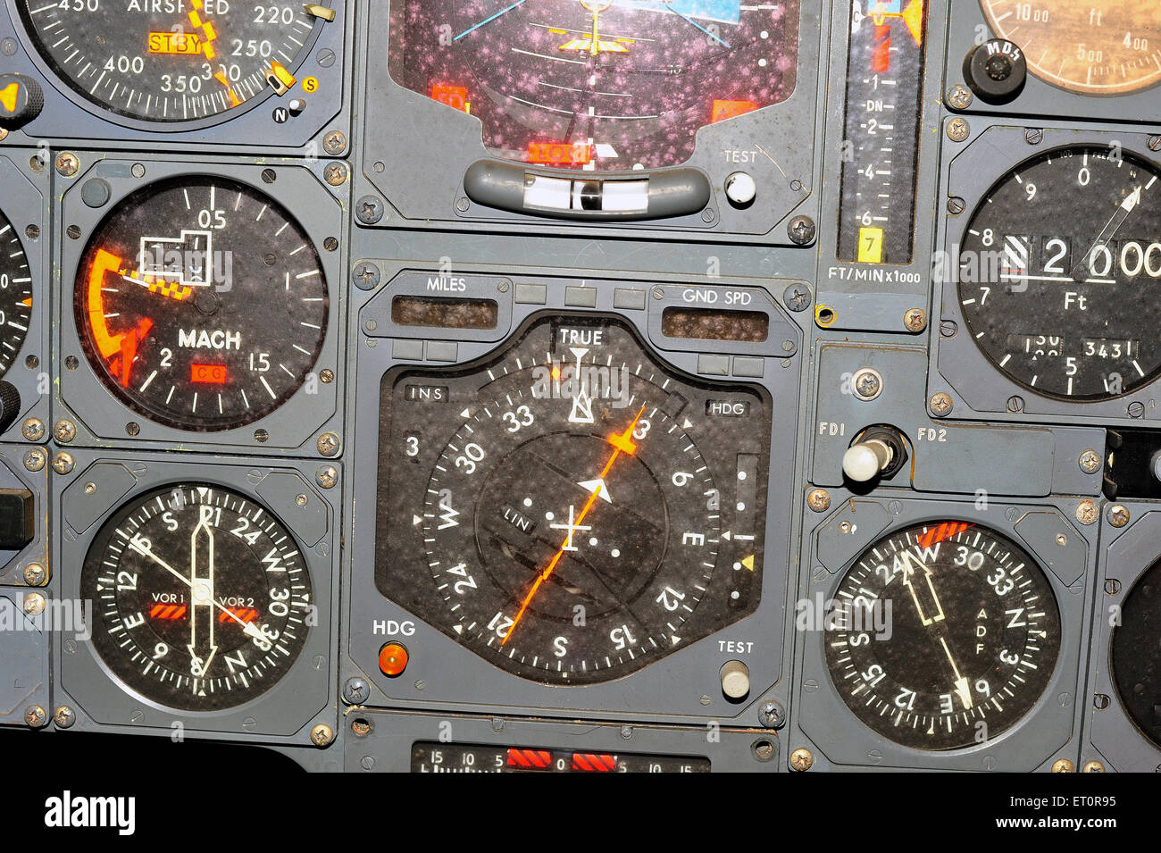 Cockpit gauges in the prototype Concord cockpit in the M Shed museum in ...