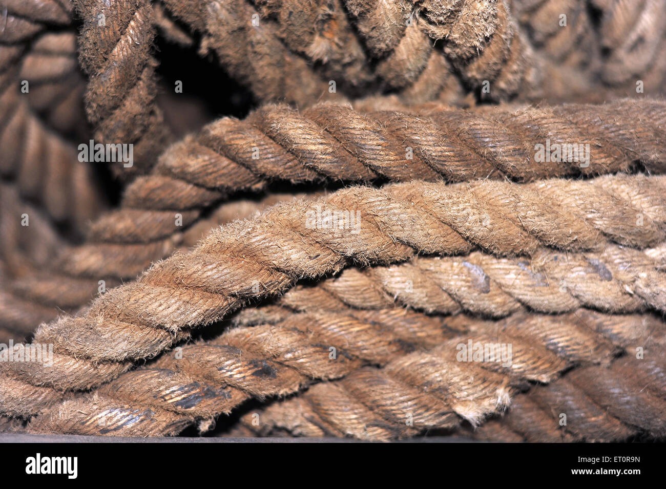 A pile of thick ropes kept in the M Shed museum in Bristol Stock Photo ...