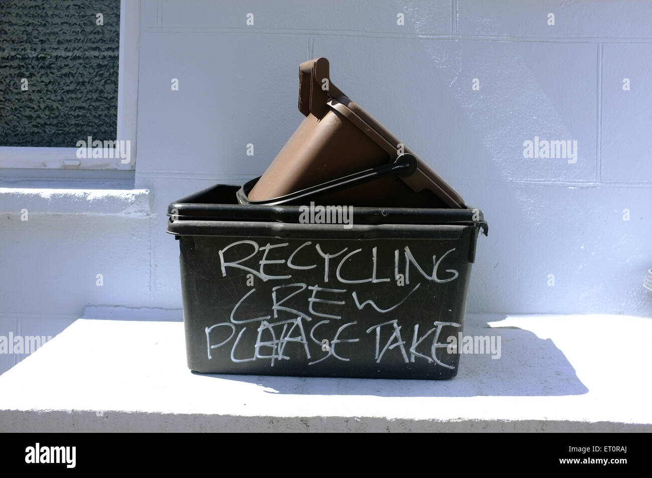 An empty recycling box left outside a home in Bristol Stock Photo - Alamy