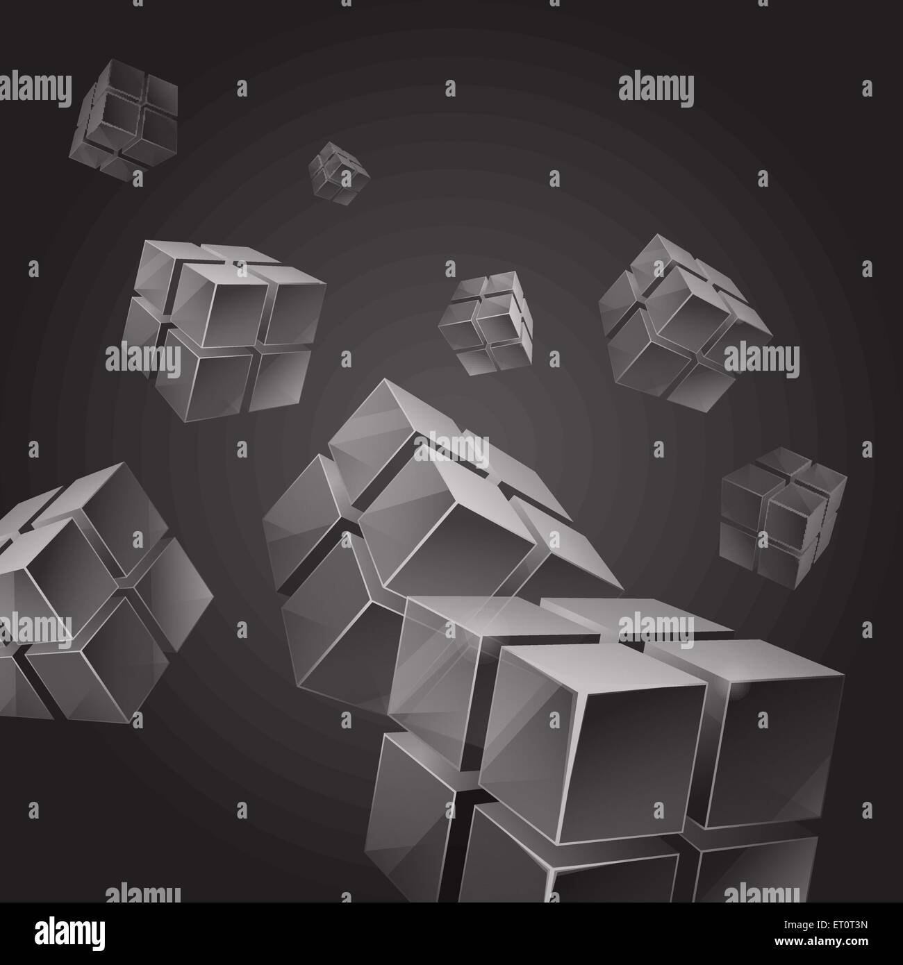 Flying gray transparent cubes abstract background. RGB EPS 10 vector ...