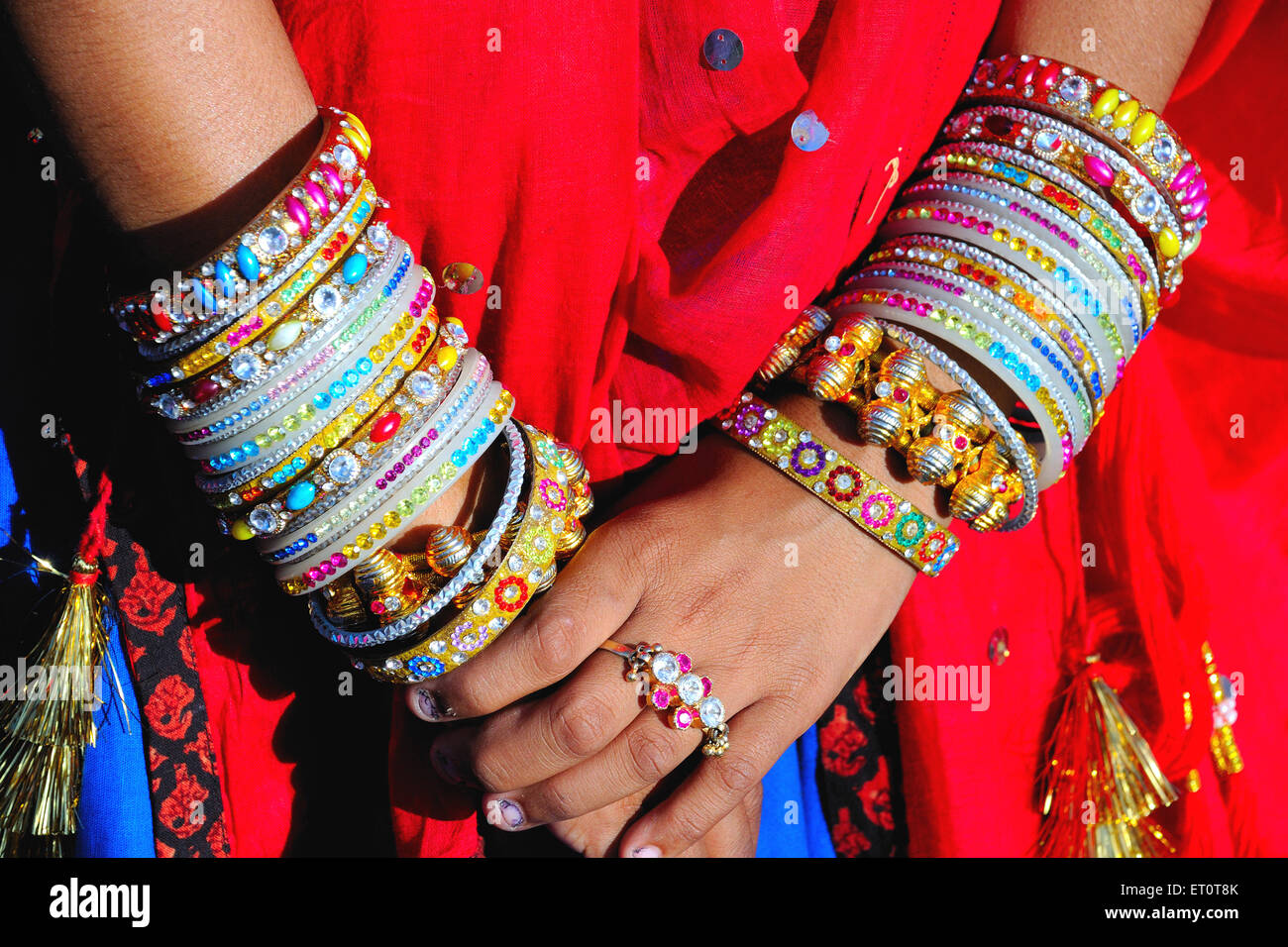 Woman wearing bangles, Ramdevra temple, Pokhran, Jaisalmer, Rajasthan ...