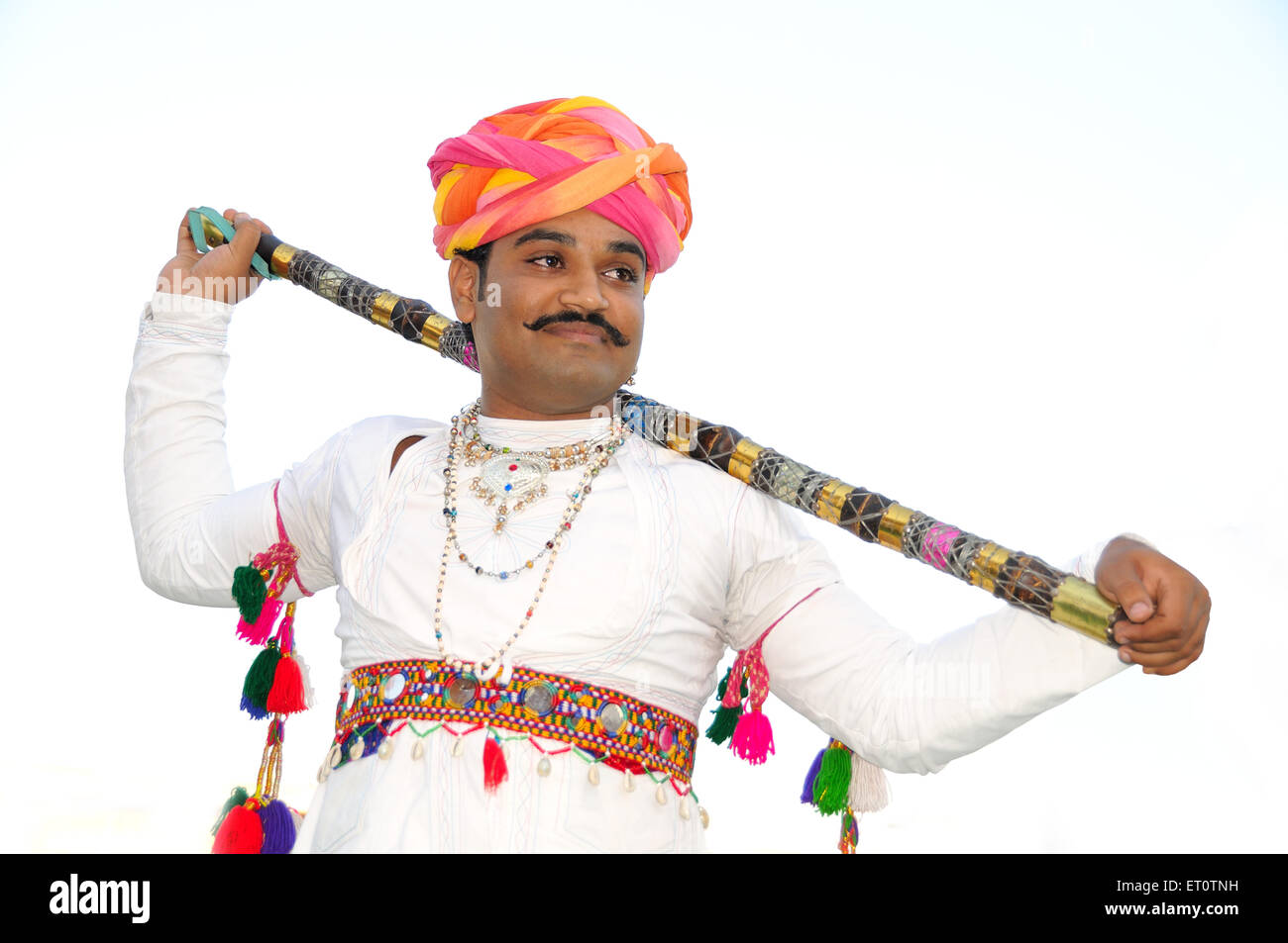 Portrait of a man wearing a rajasthani costume ; Rajasthan ; India Mr ...