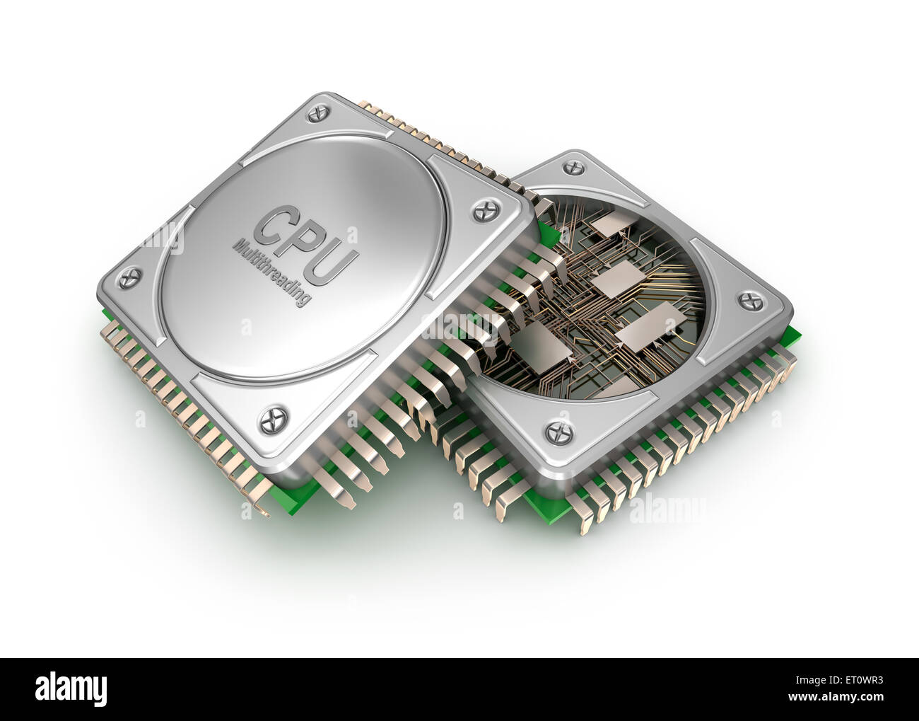 Modern central computer processors CPU isolated on white background ...