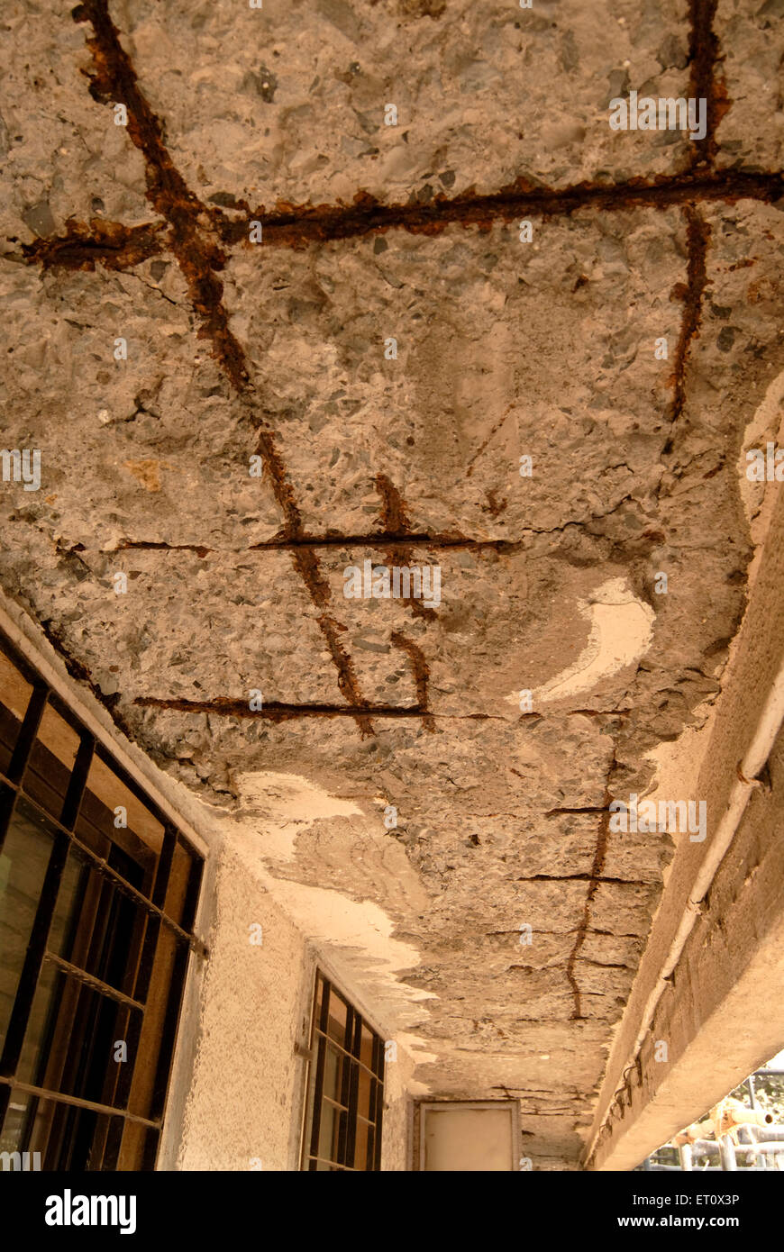corroded steel bars of ceiling, Bombay, Mumbai, Maharashtra, India ...