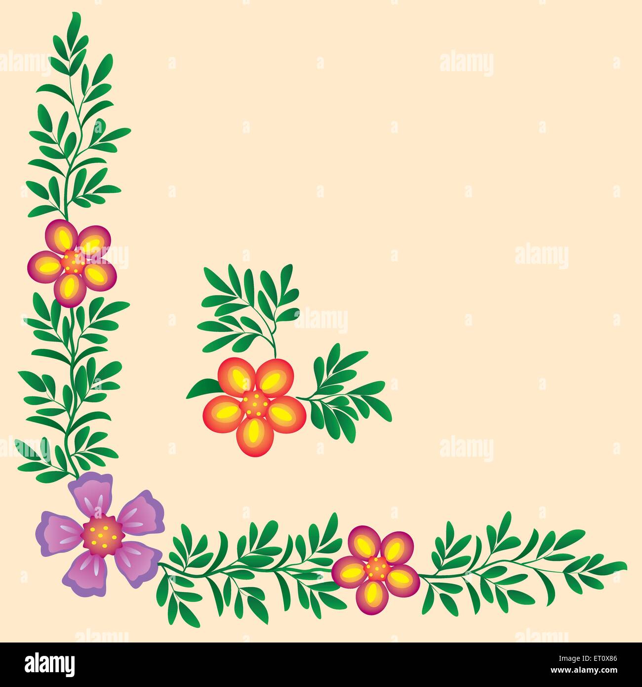 floral corner frame decoration for a textile, vector Stock Vector Image ...