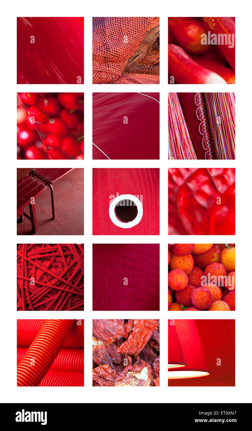 Various red textures and backgrounds on a collage Stock Photo - Alamy