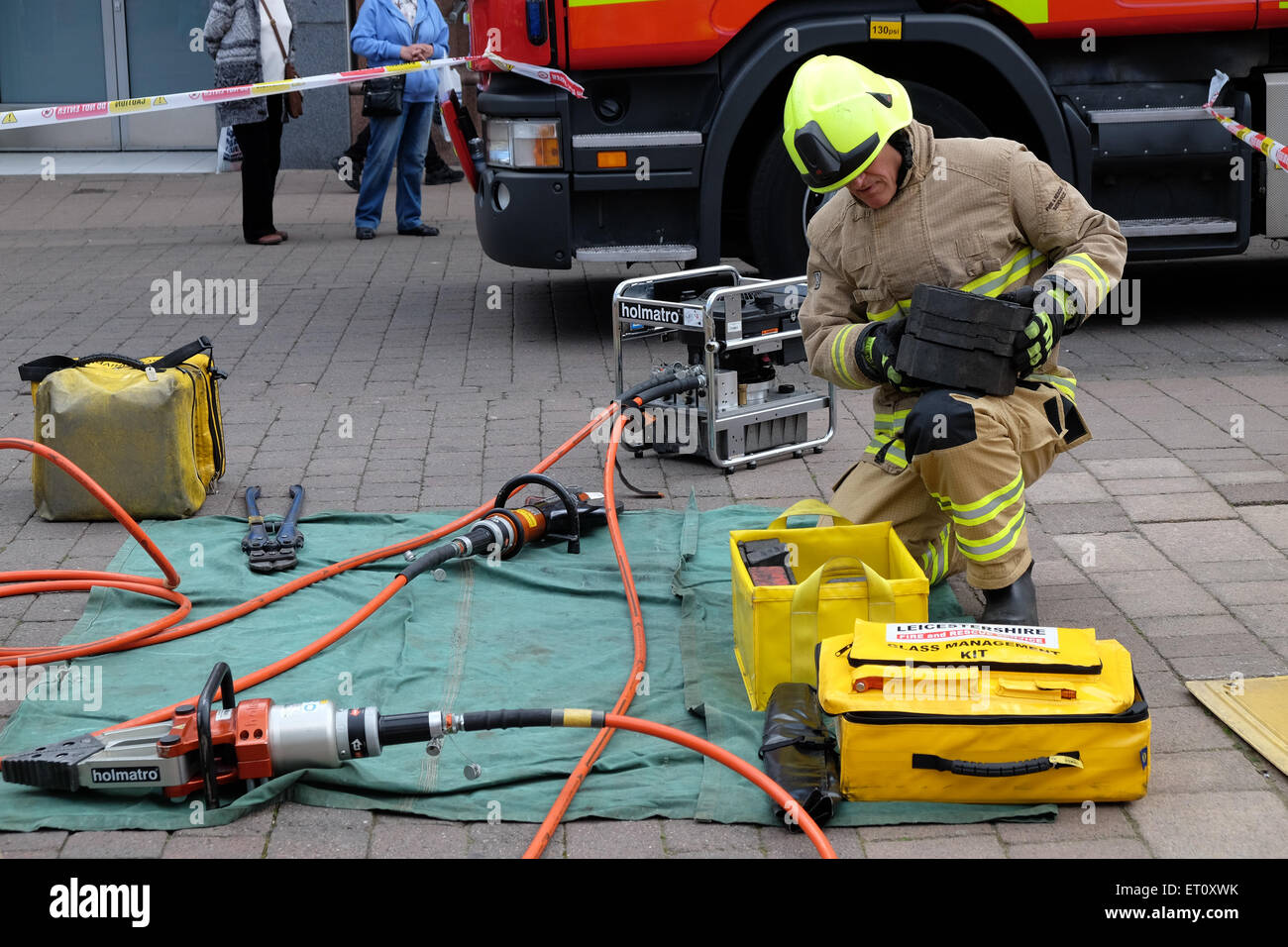 Loughborough firefighters cut the roof off a car as part of a road ...