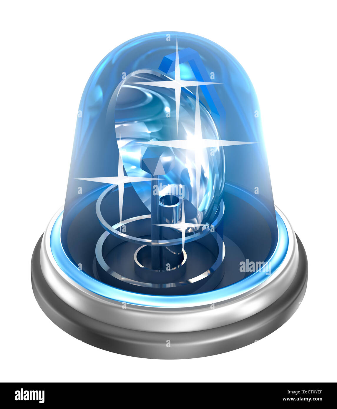 Blue siren isolated on a white background Stock Photo - Alamy