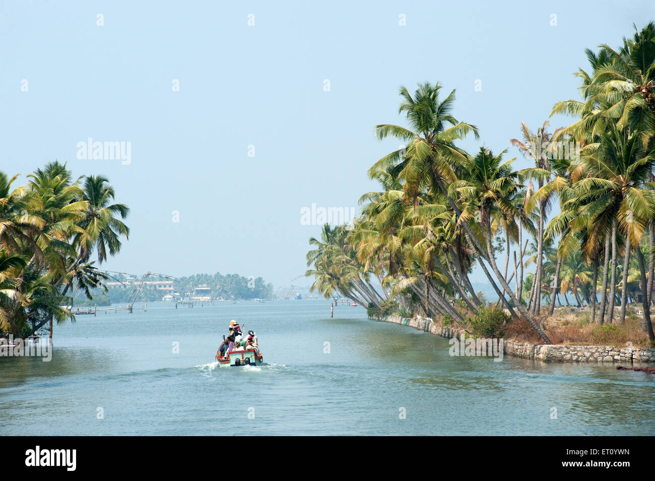Boat in backwaters ; Kollam to Alleppey ; Alappuzha ; Kerala ; India ...