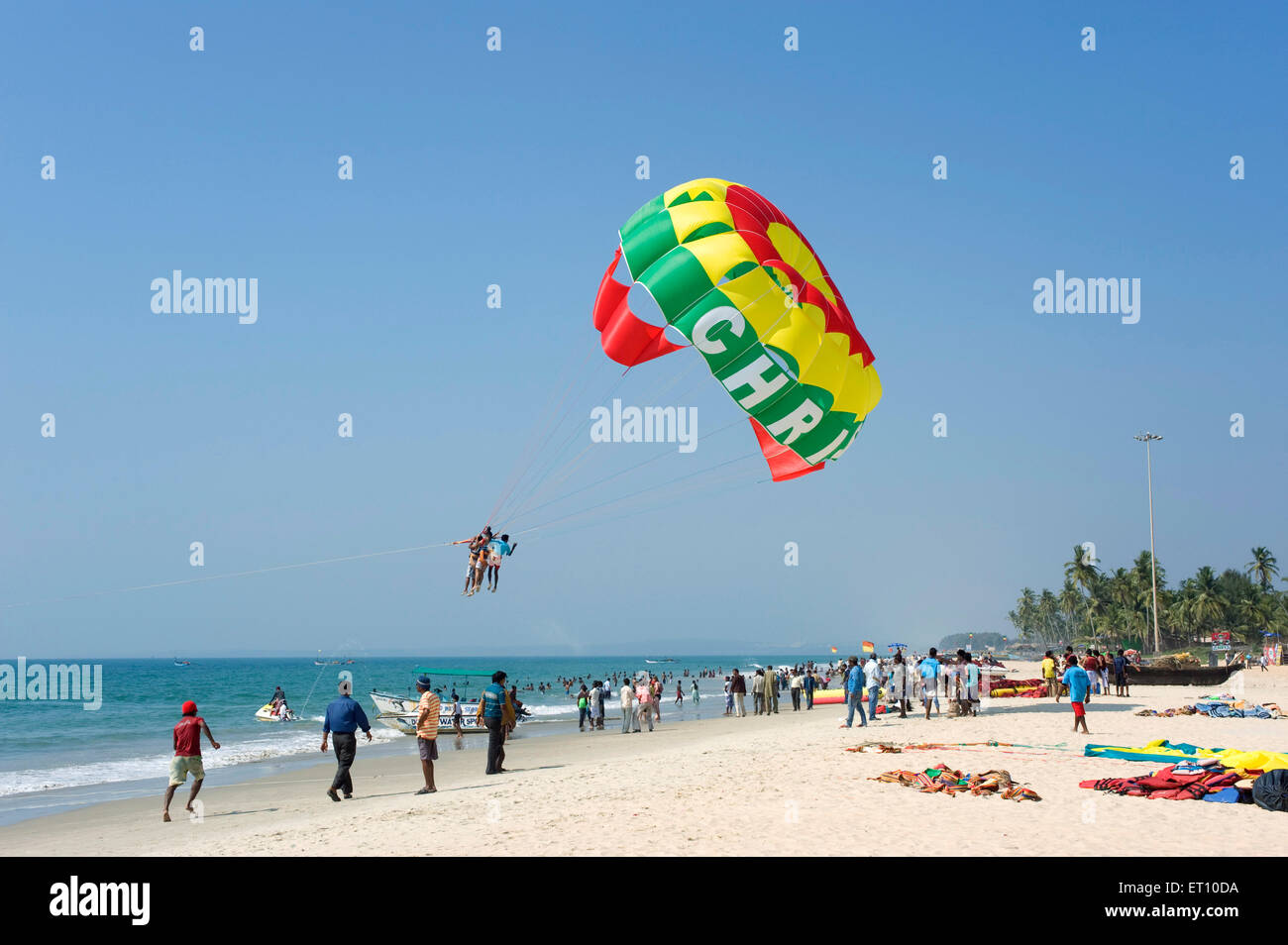 Tourist enjoying parachute ride at colva beach ; Goa ; India Stock ...