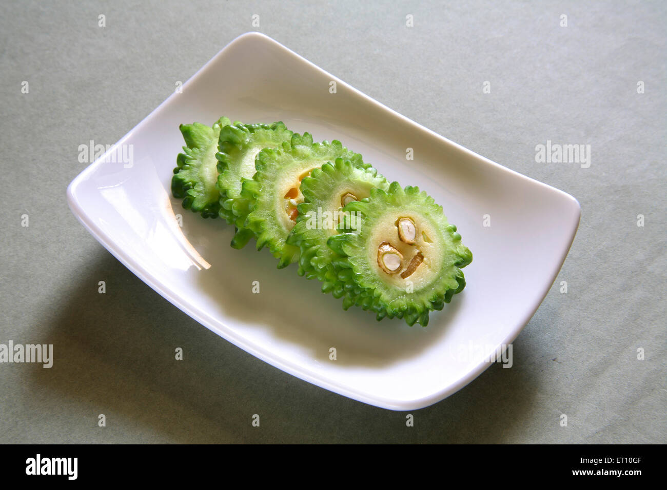 Green vegetable ; slices of karela bitter gourd momordica charantia in ...