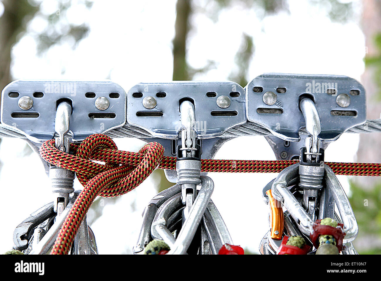 climbing systems three safety gadgets deporting over river Stock Photo ...