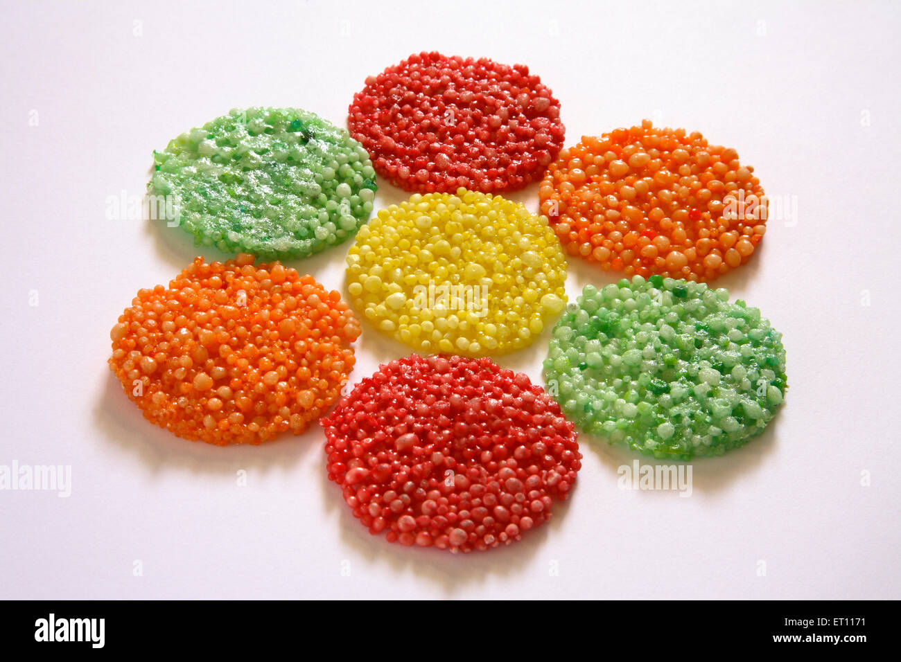 Colourful raw sabudana papad poppadom sago cycas circinalis metroxylon ...