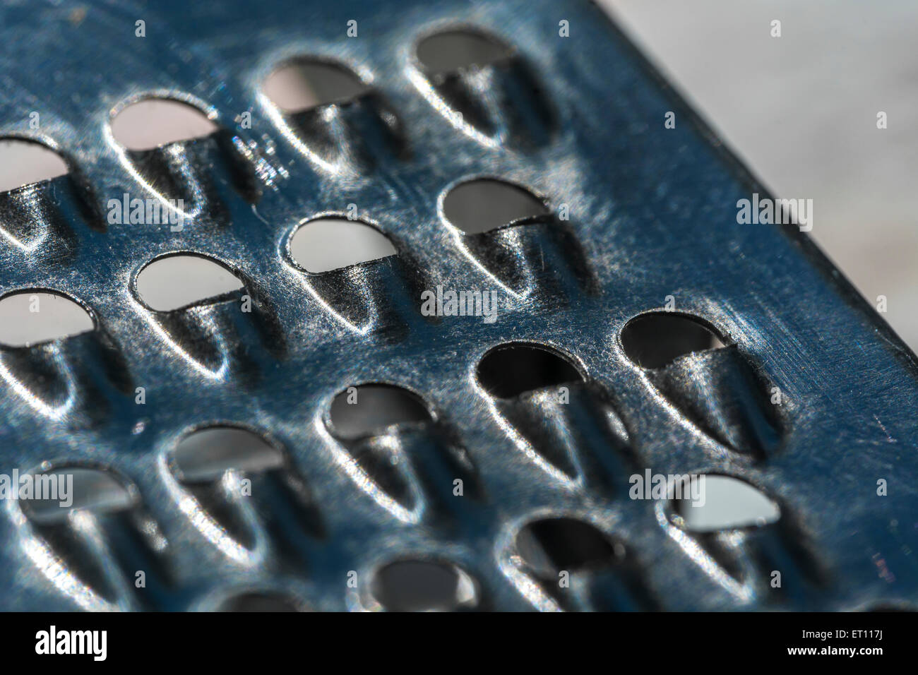 Macro-photo of a section on a mini cheese grater / hand grater / box ...