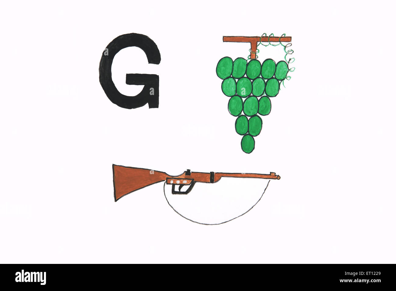 g for grapes, g for gun Stock Photo - Alamy