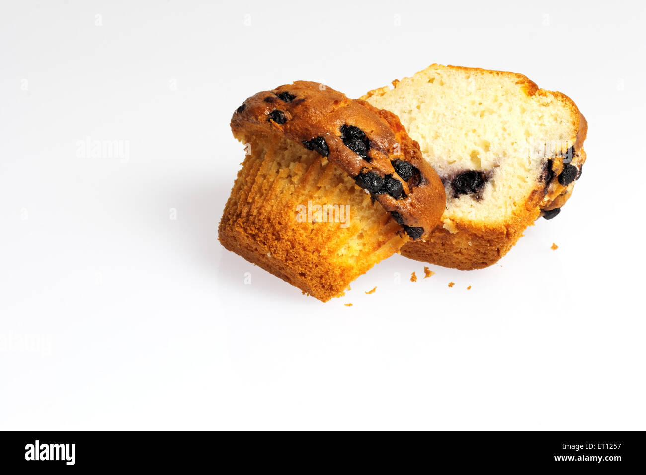 Sliced Blueberry Muffin on White Background Stock Photo - Alamy