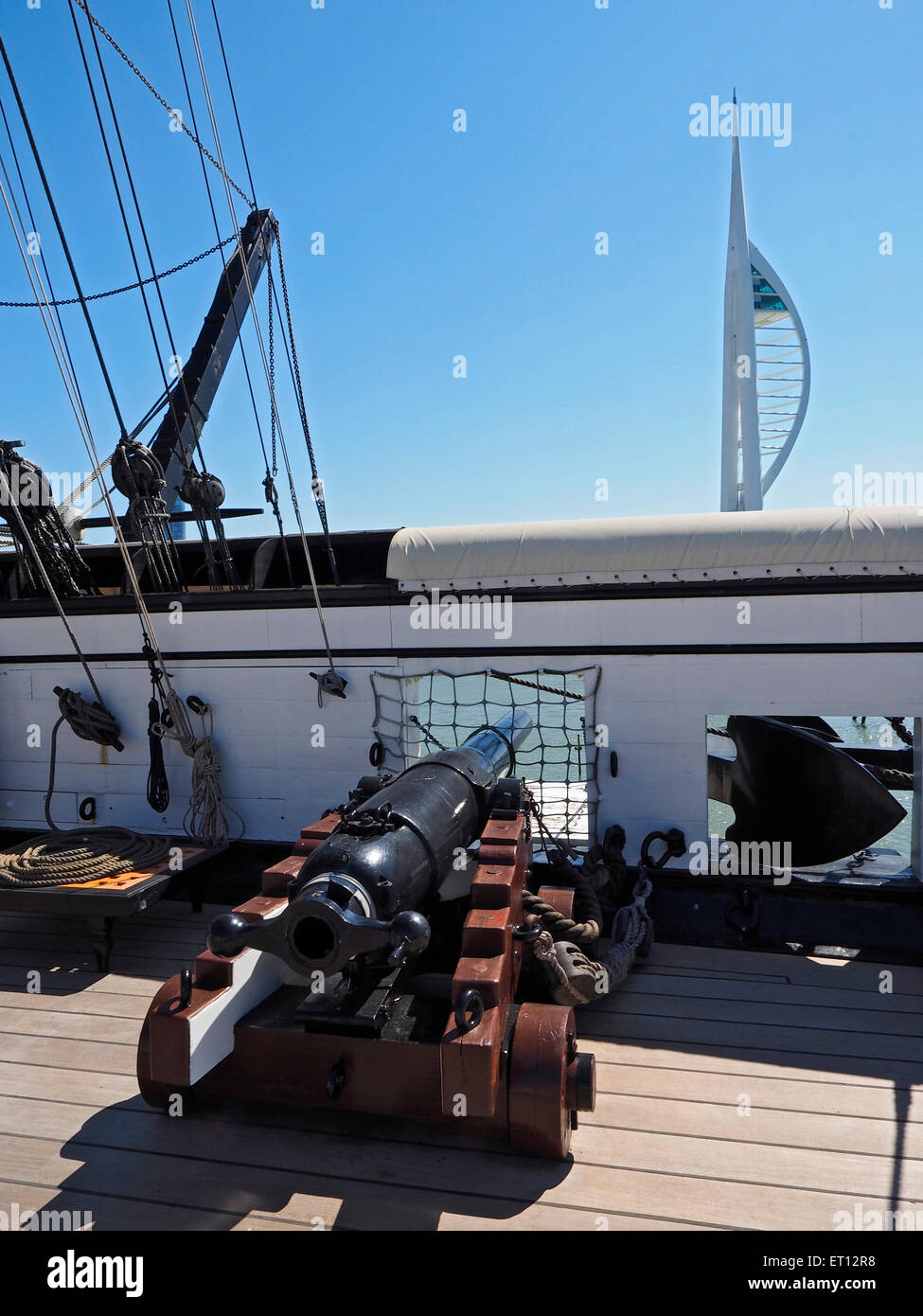 HMS Victory Nelsons flag ship is moored in Portsmouth Harbour Stock ...