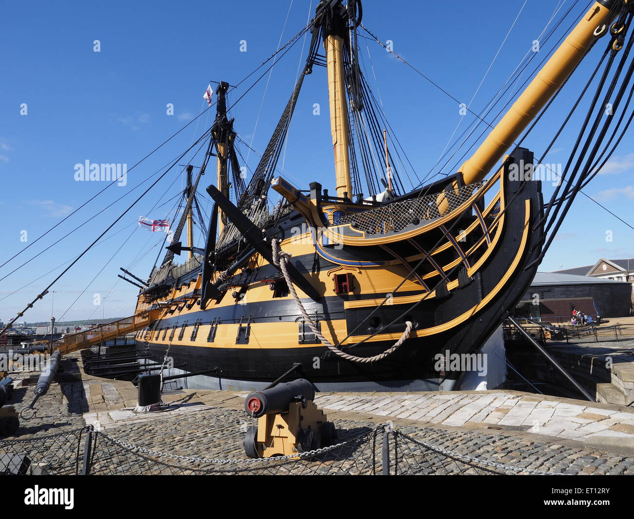 HMS Victory Nelsons flag ship is moored in Portsmouth Harbour Stock ...