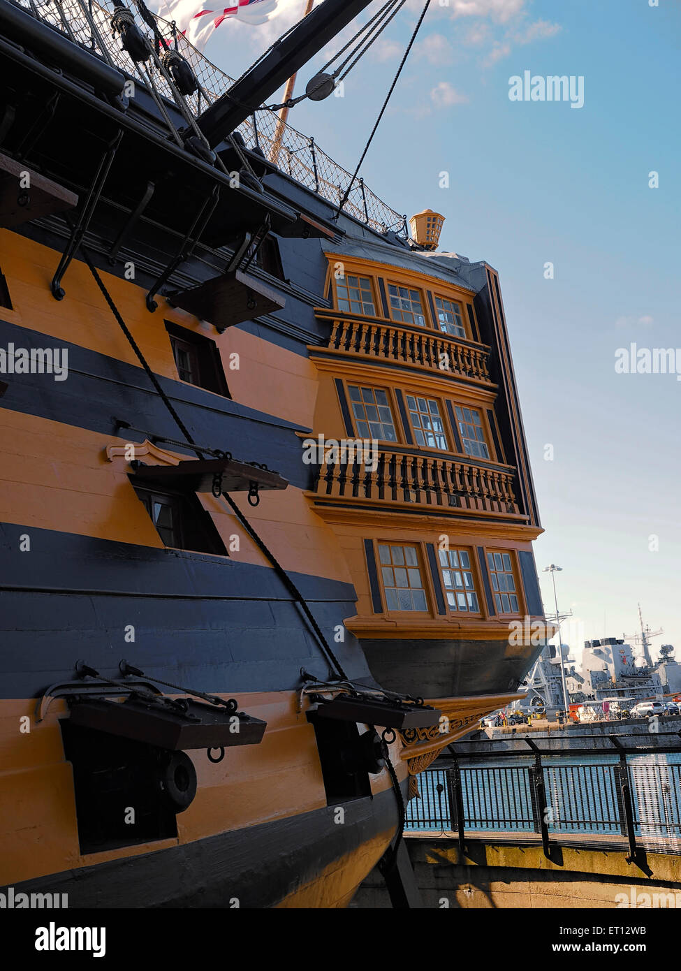 HMS Victory Nelsons flag ship is moored in Portsmouth Harbour Stock ...