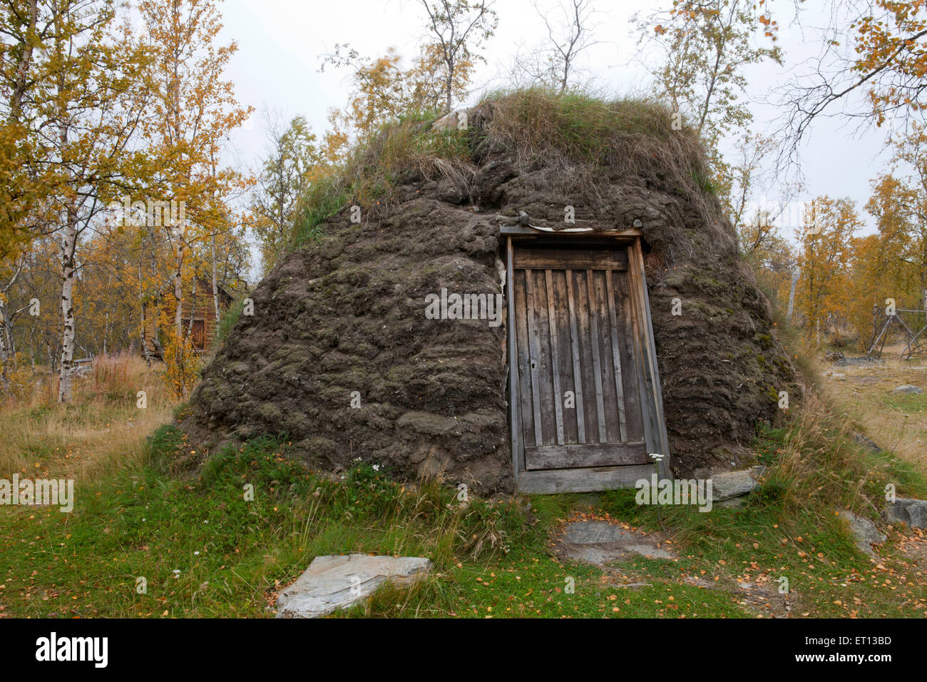 Sami, Lapp, Sapmi use of peat hut for a winter nest in the past. In ...