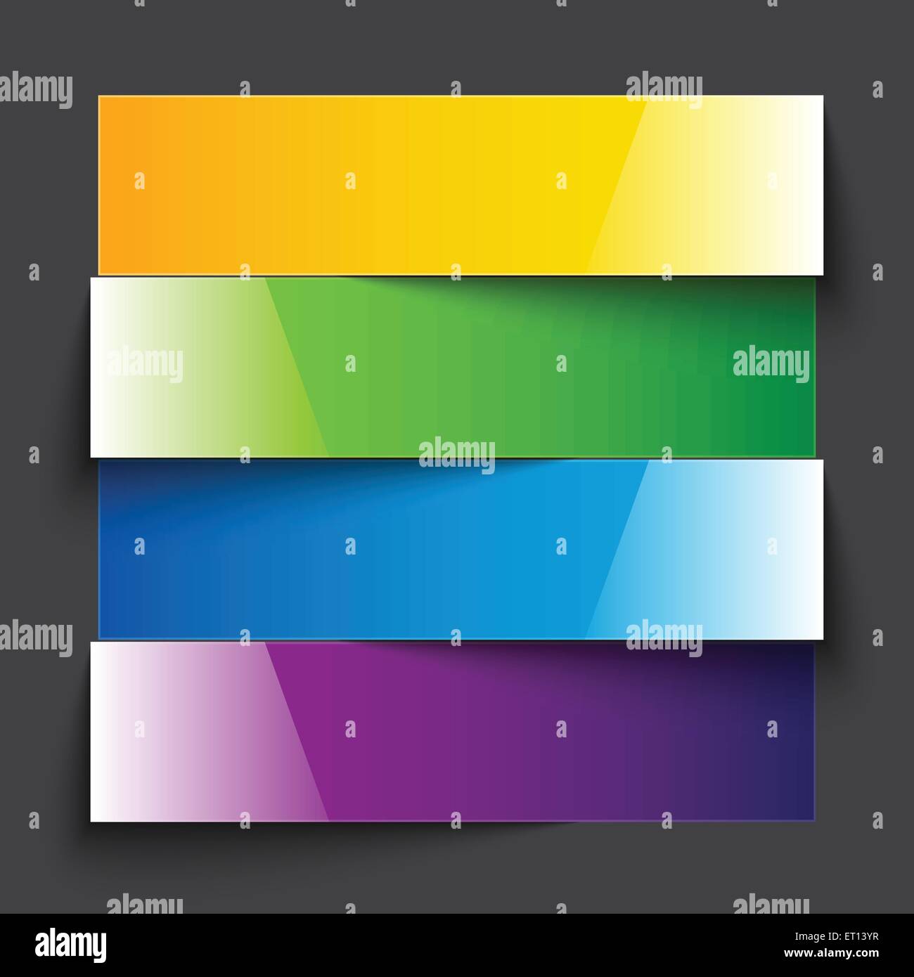 Rainbow paper stripe banners with shadows on dark grey background. RGB ...