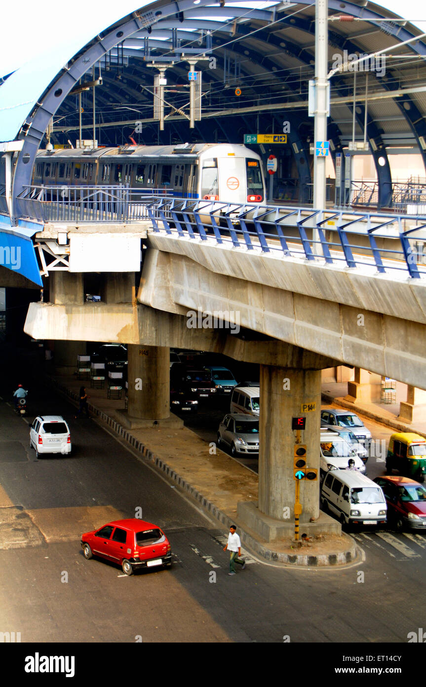 Metro Train station at Rajendra Place station ; New Delhi ; India Stock ...