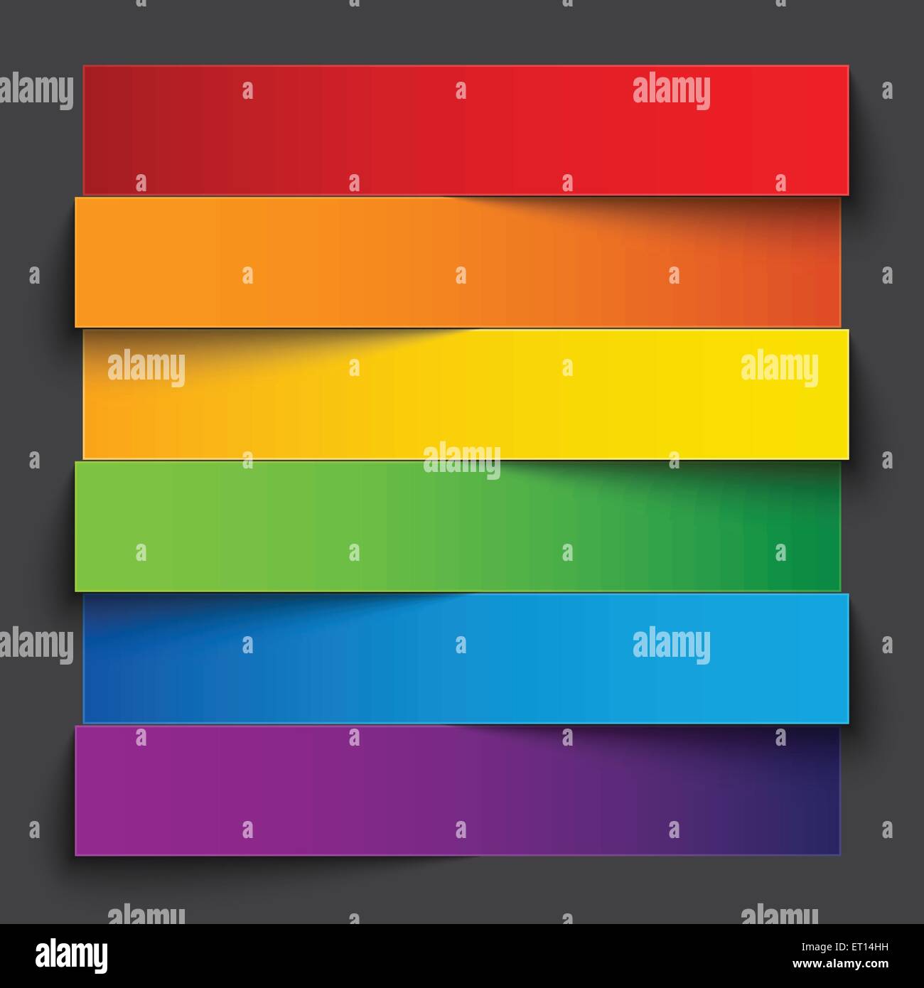 Rainbow paper stripe banners with shadows on dark grey background. RGB ...