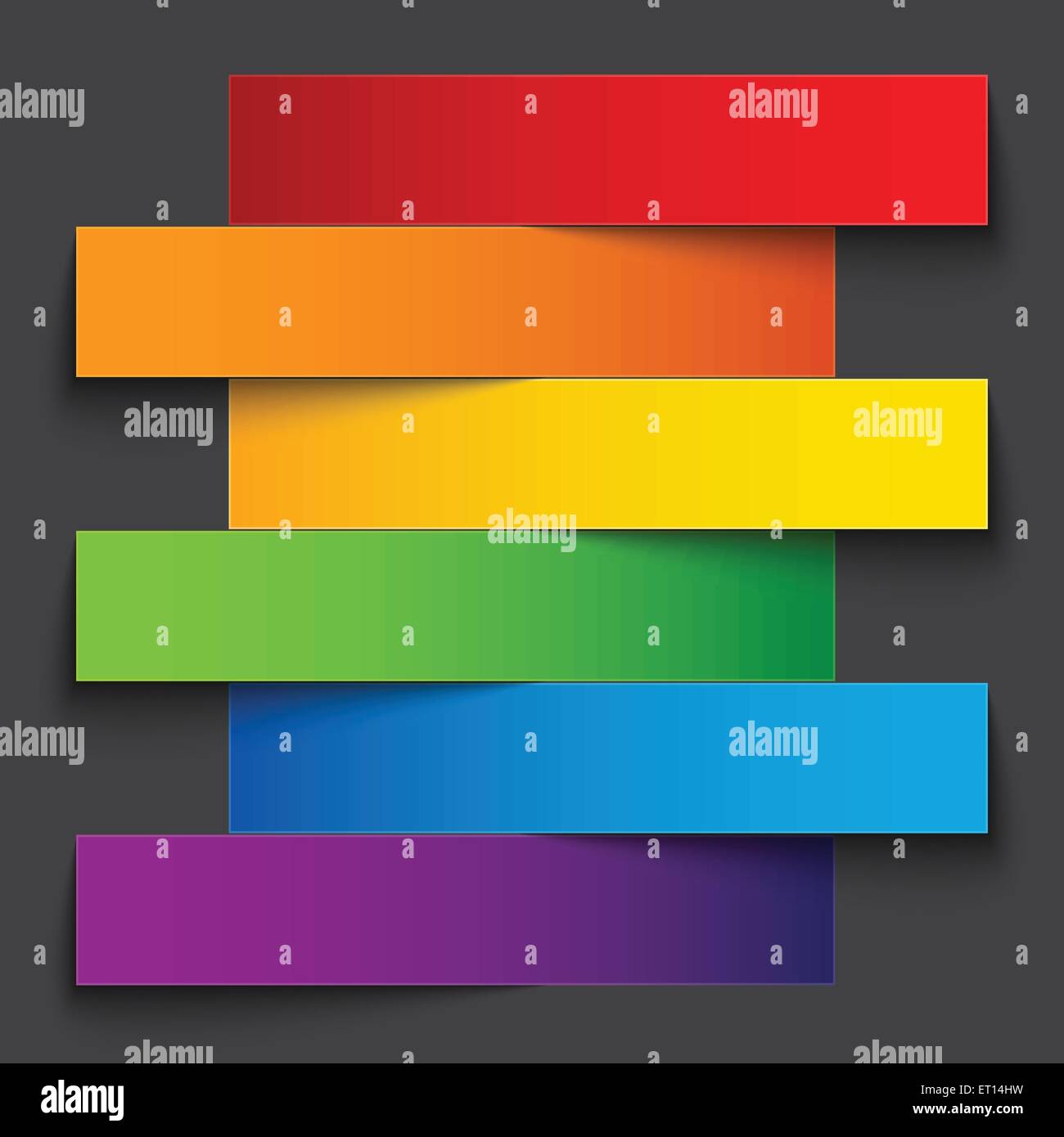 Rainbow paper stripe banners with shadows on dark grey background. RGB ...