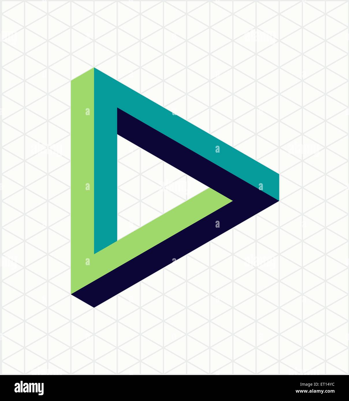 Abstract impossible triangle sign, retro optical effect shape with ...